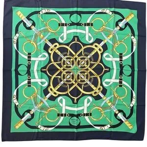 Hermes | Accessories | Herms Navy Green Eperon Dor Golden Spur Silk ...